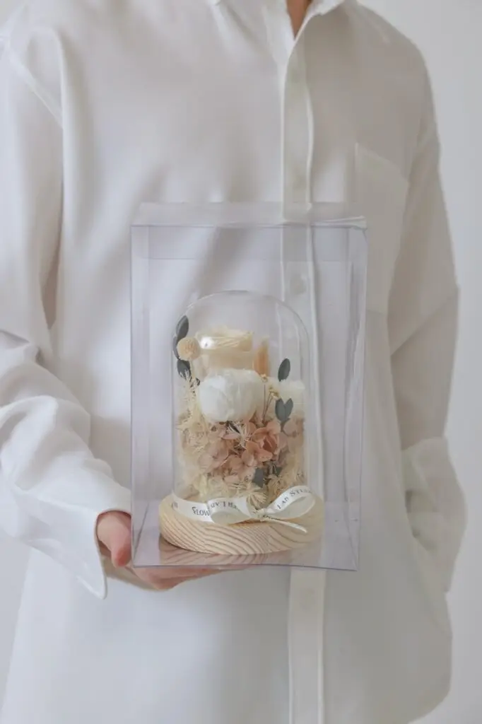 [Valentine] PD- White | Preserved Rose in Flower Dome
